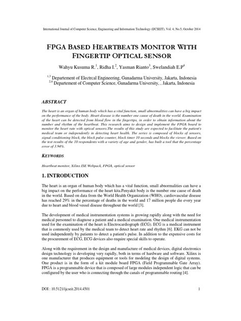 fpga based heartbeats monitor with fingertip optical sensor pdf