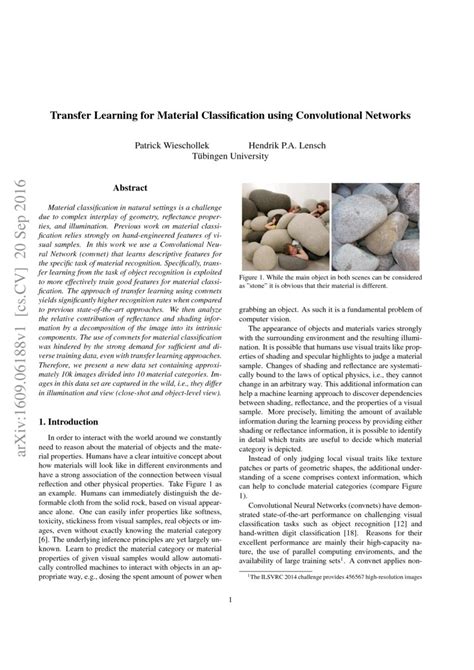 transfer learning for material classification using convolutional networks deepai