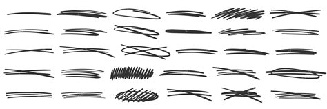Premium Vector Strikethrough Lines Collection Set Of Hand Drawn Freehand Ephasis Elements