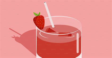 빨대가 달린 딸기 주스 한 잔 벡터 Unsplash의 칵테일 이미지