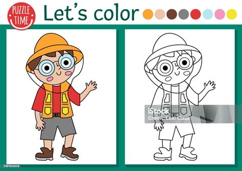 고생물학자와 함께 어린이를 위한 공룡 색칠 공부 페이지 벡터 선사 시대 개요 그림 벽지 색깔이 있는 예를 가진 아이들을 위한 간단한 색칠 책 고고학자와 함께 인쇄 가능한