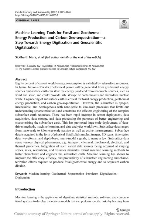 Machine Learning Tools For Fossil And Geothermal Energy Production And