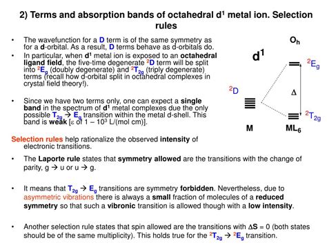 Ppt 2 Terms And Absorption Bands Of Octahedral D 1 Metal Ion