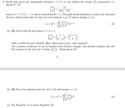 Solved 9 Recall That Given Any Nonnegative Integers N 2 K