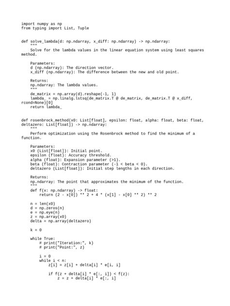 Rosenbrock Method In Python Pdf