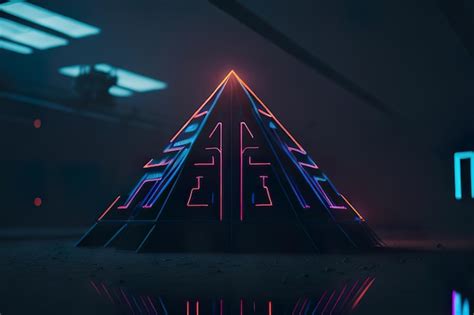 Premium Ai Image Modern Pyramid With Lights At Night Generative Ai