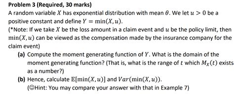 Problem 3 Required 30 Marks A Random Variable X Chegg Com