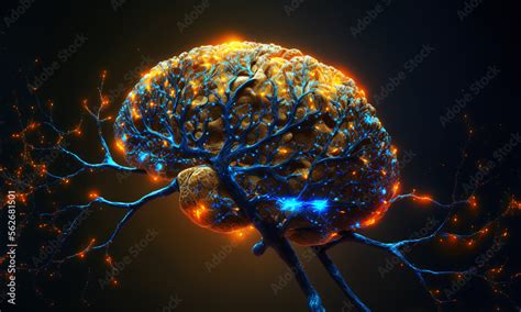 Illustrazione Stock Glowing Brain Background With Neural Links Network Illustration