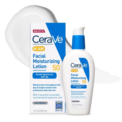Amazon.com: CeraVe AM Loción hidratante facial SPF 50, hidratante ...