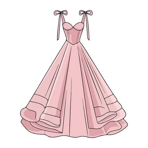 Иллюстрация элегантного платья на белом фоне для дизайна моды Премиум