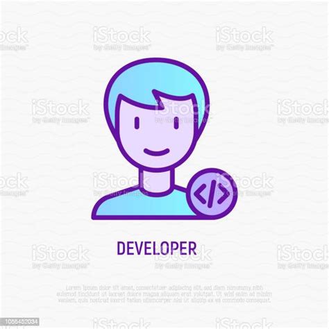 개발자 선 아이콘 아바타 프로그램 코드와 남자의 현대 벡터 일러스트입니다 Java 프로그래밍 언어에 대한 스톡 벡터 아트 및