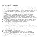 VPC Endpoints Overview Copy Docx VPC Endpoints Overview VPC Endpoint Enables Creation Of A