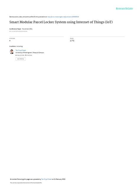 Smart Modular Parcel Locker Systemusing Internetof Things Io T Pdf Pixel Internet Of Things