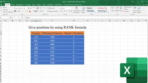 How To Calculate Rank Or Position In Excel Youtube