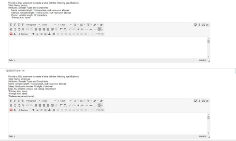 Solved Provide A SQL Statement To Create A Table With The Chegg Com