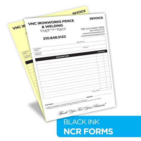 Carbonless Ncr Forms San Antonio Tx Black Ink Forms Printing