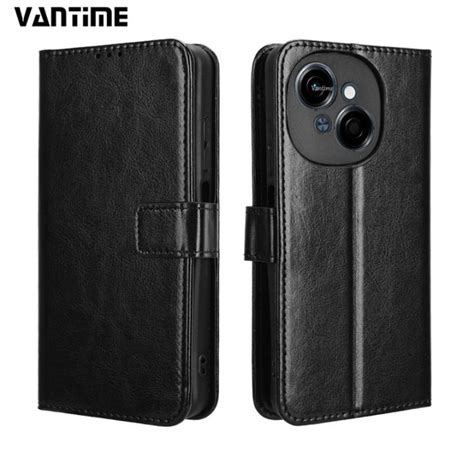 Vantime For Tecno Spark Go 1 4g Classic Pu Wallet Case Card Slot Flip Stand Cover Lanyard