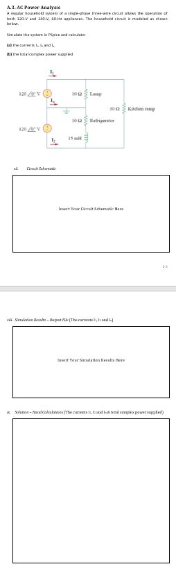 A Ac Power Analysis A Render Hounehald Sywere Of Chegg Com