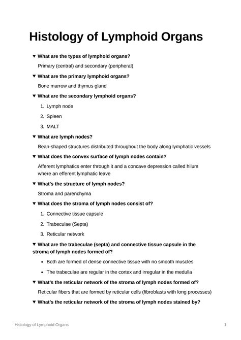Solution Histology Of Lymphoid Organs Study Notes Studypool