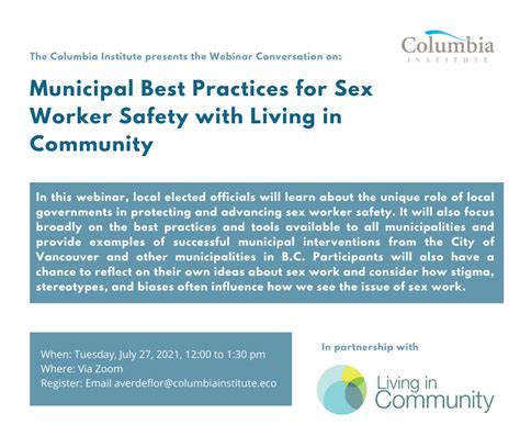 Conversation Series 2 Municipal Best Practices For Sex Worker Safety Columbia Institute