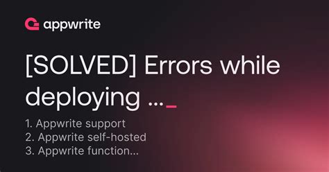 Solved Errors While Deploying Functions Threads Appwrite