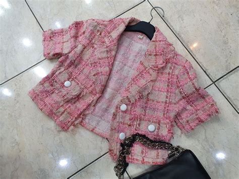 핑크트위드자켓트위드자켓반팔자켓여름자켓 세컨웨어