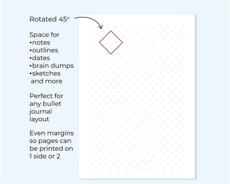 Printable Dot Grid Notepaper Rotated 45 Degrees Print Letter Half