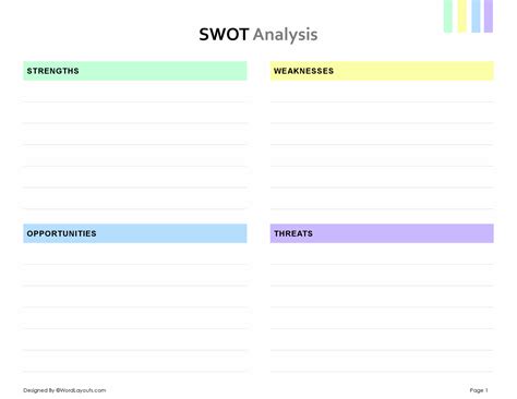 Visual Swot Matrix Template Wordlayouts
