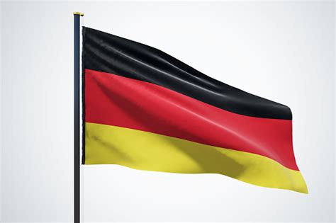 밝은 회색 배경에 고립 된 로고 또는 텍스트를위한 카피 스페이스로 바람에 흔들리는 독일 국가의 국기 3d 렌더링 0명에 대한 스톡 사진 및 기타 이미지 Istock