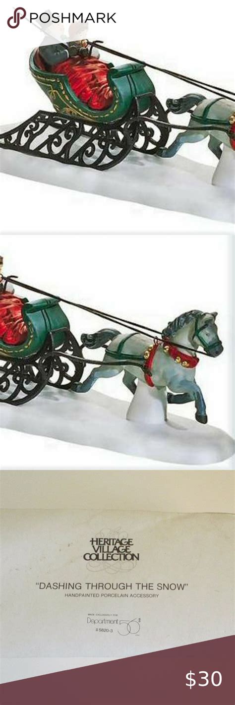 Department Dashing Through The Snow Heritage Village Collectible Euc In Dashing