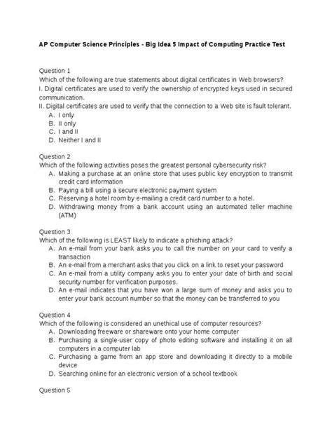 Ap Computer Science Principles Exam Practice Exercises