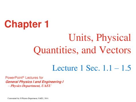 Pdf Powerpoint ® Lectures For Units Physical Quantities And Vectors