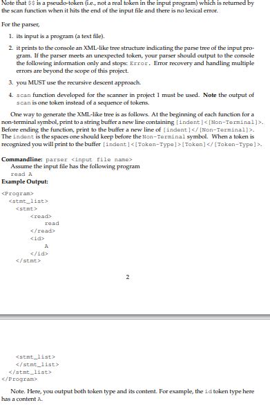 2 the parser write a parser for the following context