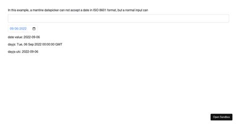 dateformat for mantine forked codesandbox
