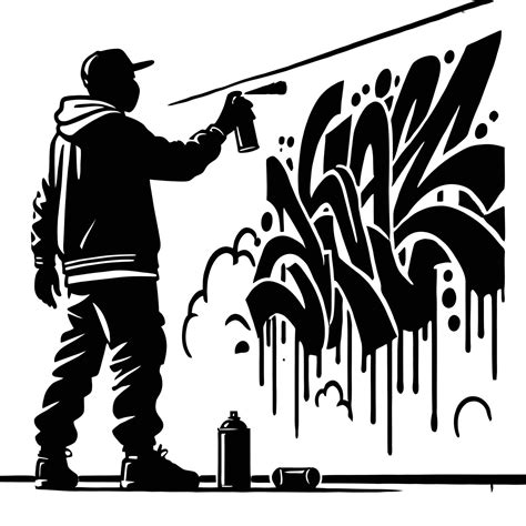 A Man Spraying Graffiti On A Wall 55438853 Vector Art At Vecteezy