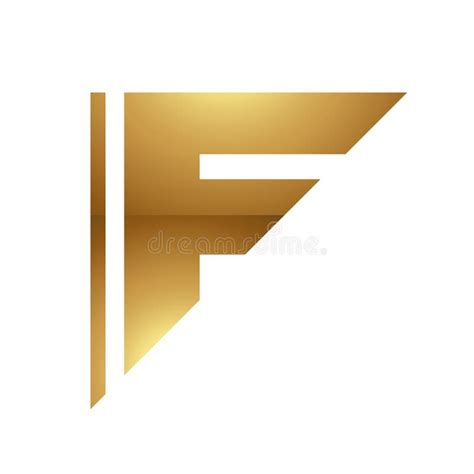 Golden Letter F Symbol On White Background Icon 2 Stock Vector
