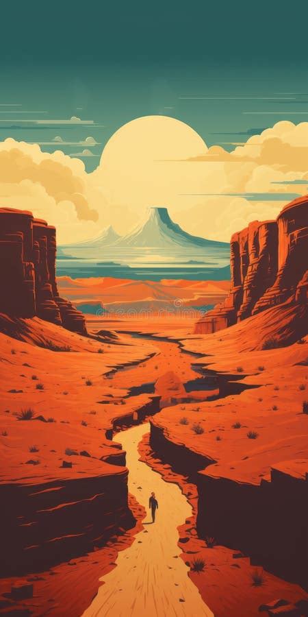 Desert Valley Flat Illustration With Windows Vista Style Stock