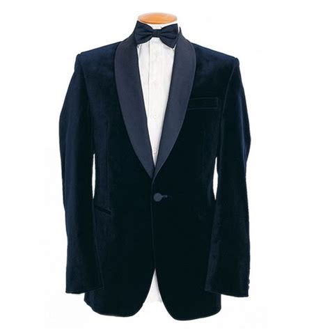 Single Breasted Shawl Collar Smoking Jackets Navy Velvet Dinner