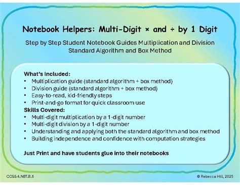 4th Grade Math Steps For Multiplication Division Standard Algorithm
