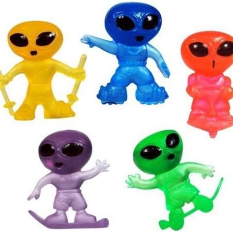 Yns Generic Toys 5 Small Mini Alien Figures Neon Colors Pack Of 50