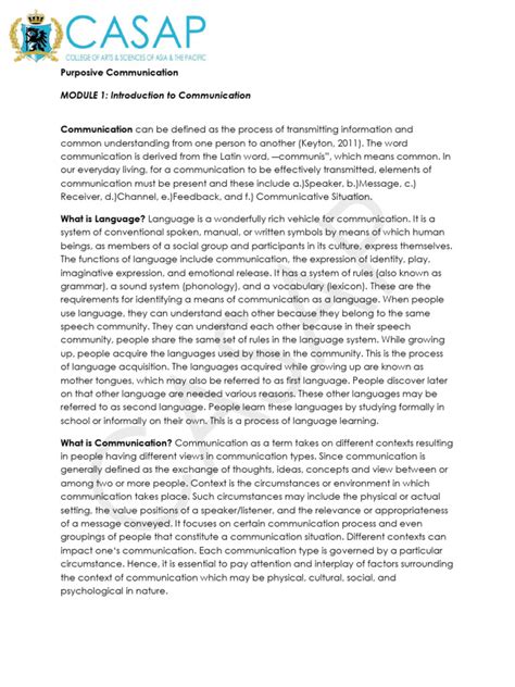 Module 1 Introduction 1 Pdf Communication Cognition