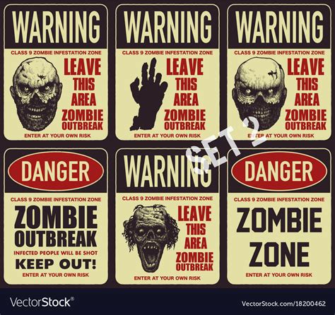 Poster Zombie Outbreak Sign Board Royalty Free Vector Image