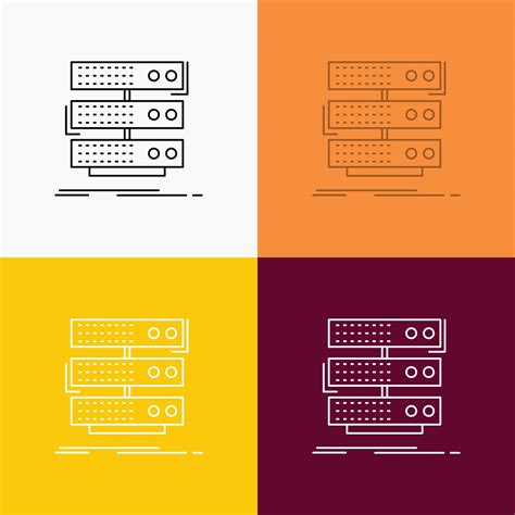 Server Storage Rack Database Data Icon Over Various Background Line Style Design Designed