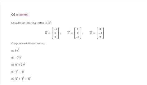 Solved Consider The Following Vectors In R Chegg
