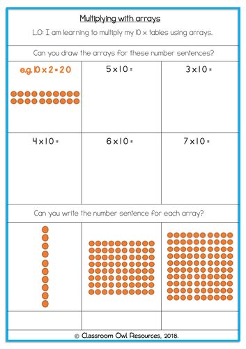 Year 2 Maths Multiplying With Arrays Differentiated Worksheets Teaching Resources