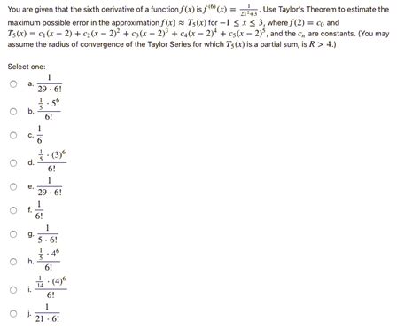SOLVED You Are Given That The Sixth Derivative Of A Function F X Is 3