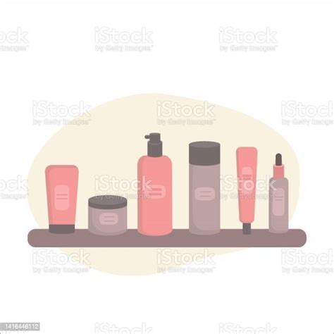 병 항아리 튜브 스킨 케어 루틴 세트에 천연 유기농 화장품과 일러스트레이션 각질제거에 대한 스톡 벡터 아트 및 기타 이미지