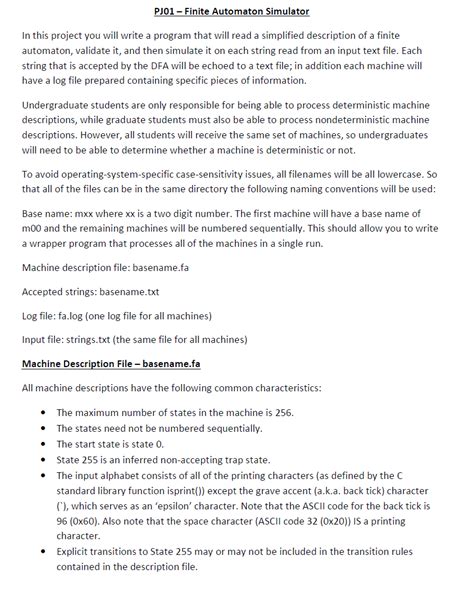 Pj01 Finite Automaton Simulator In This Project You
