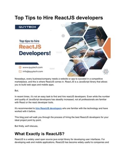 Tips To Hire Reactjs Developers