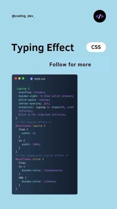 Typing Effect Html Webdesign Css Htmlcss Coding Webdevelopment Css3 Webprogramming